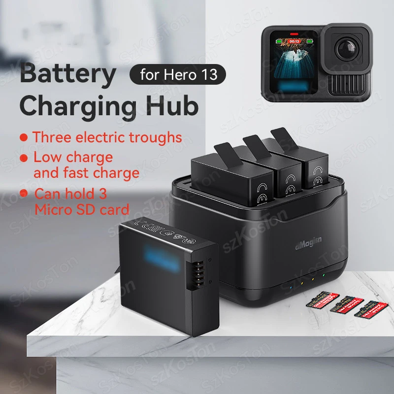 Pocket Charger For GoPro Hero 13 Storage 3 Slots Battery Fast Charging ...