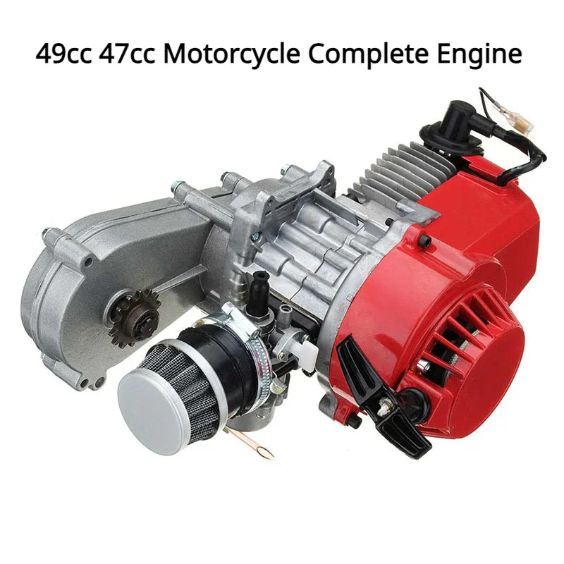49cc-47cc-Motorcycle-Complete-Engine-2-Stroke-Pull-Start-Motor-W ...