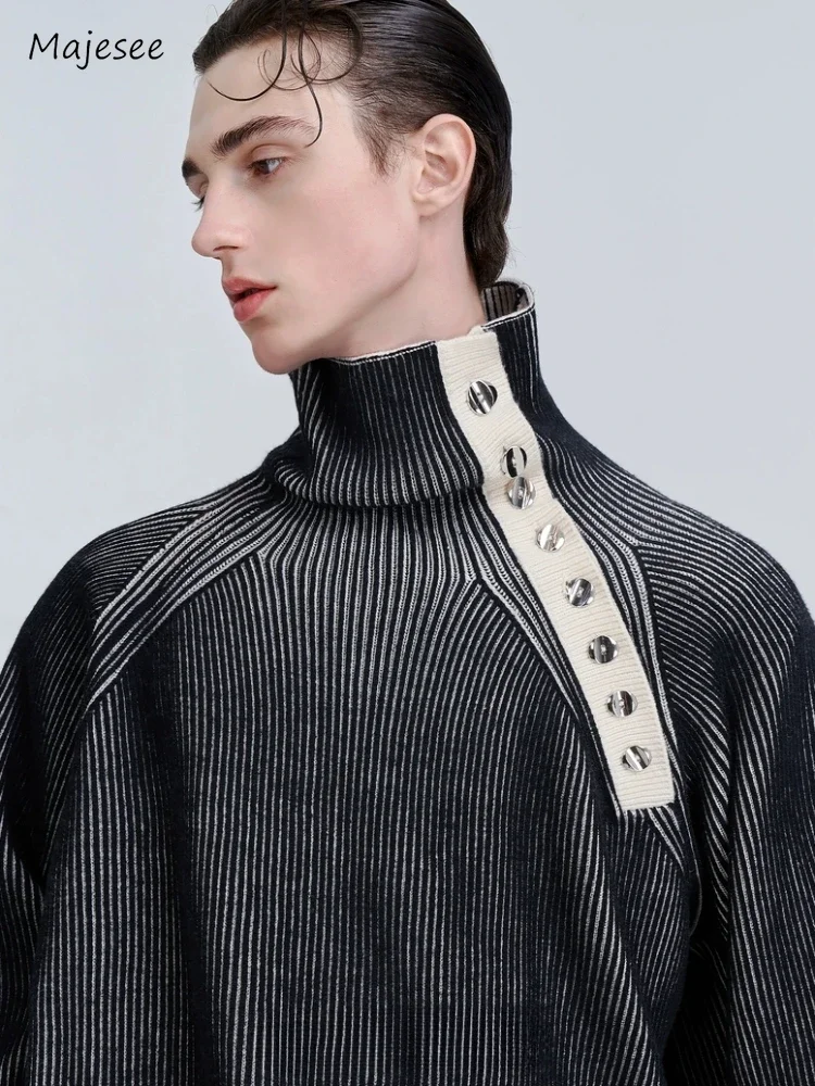 Su-teres-a-rayas-para-hombre-cuello-alto-estilo-chino-dise-o-de-botones ...