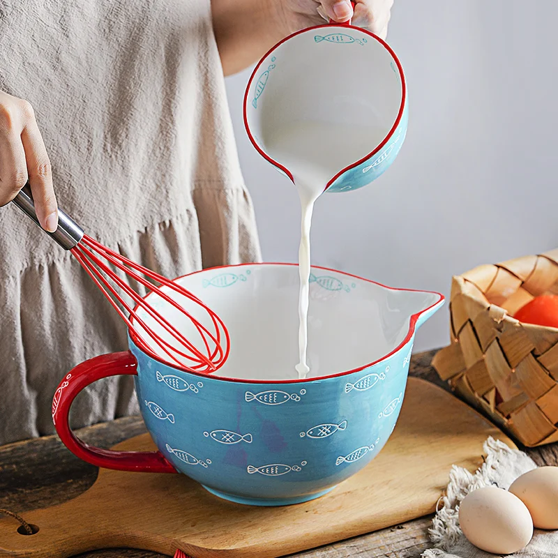 Drain Cup Ceramic Tip Bowl Mixing Bowl Household Utensils Baking Bowl ...