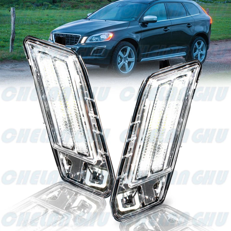For Volvo XC60 2010 2011 2012 2013 1 Pair Front Bumper LED DRL Daytime ...