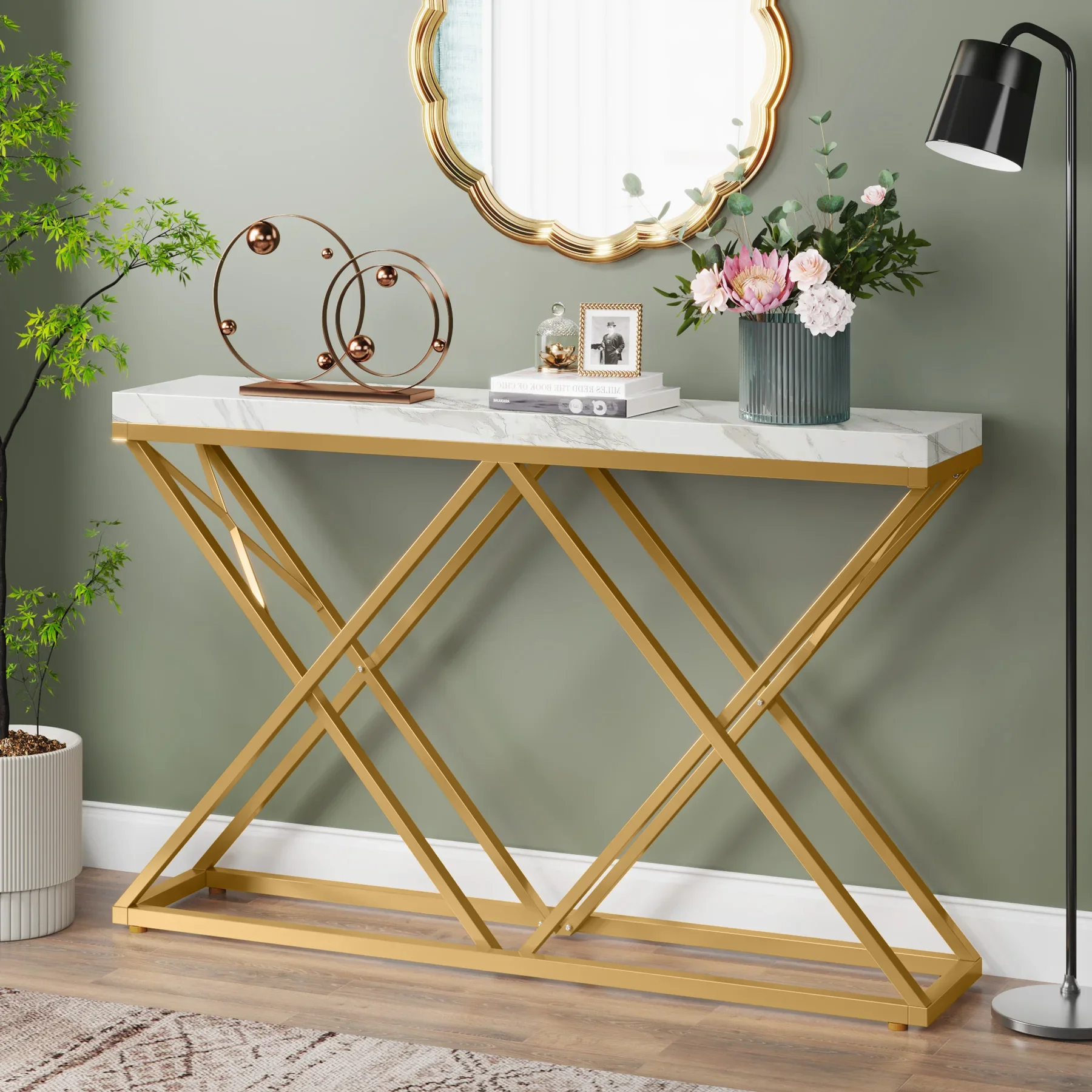 Tribesigns-Gold-Console-Table-Modern-55-inch-Entryway-Table-Narrow-Long ...