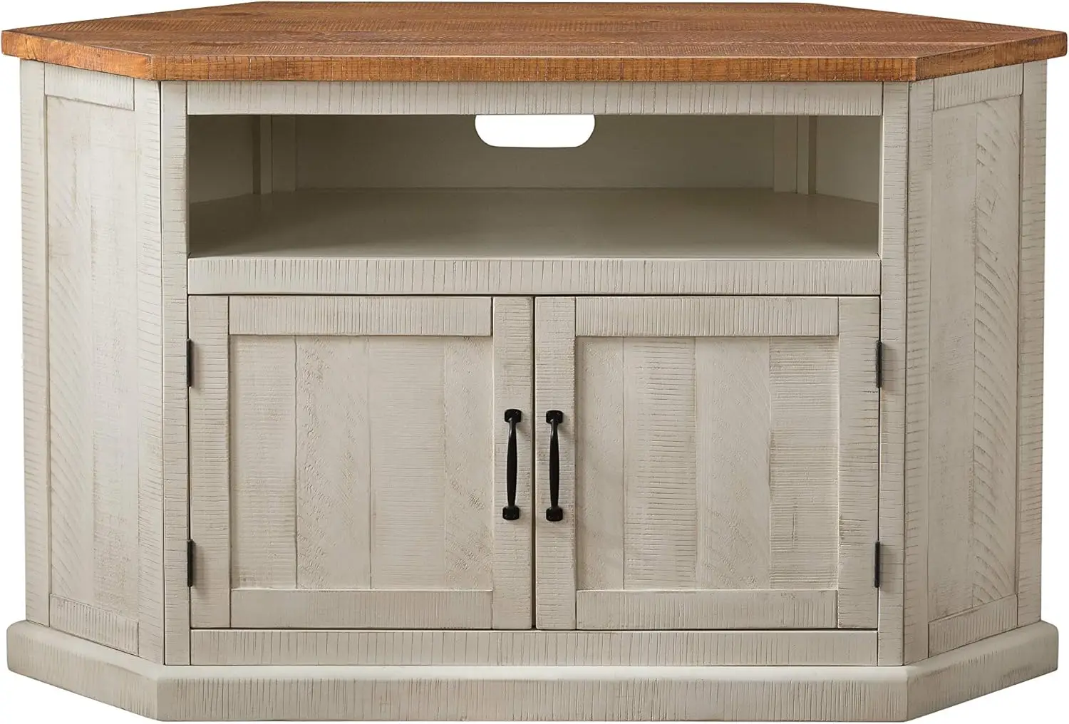 Rustic-Solid-Wood-TV-Stand-Antique-White-and-Honey-Tobacco-Finish ...