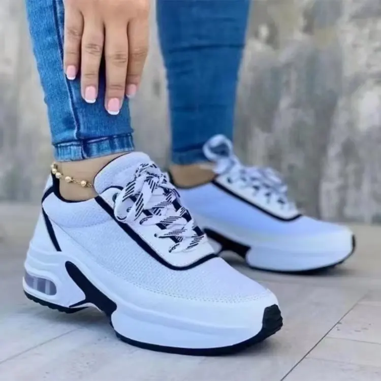 Sapatilhas-femininas-vulcanizadas-monocrom-ticas-sapatos-de-plataforma ...