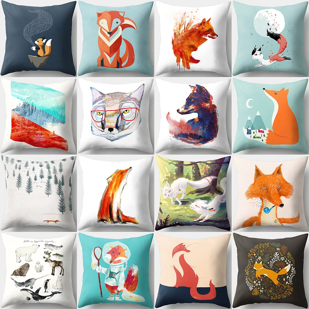 fox-pillowcase-car-cushion-car-lumbar-pillow-pillowcase-cartoon-pattern ...