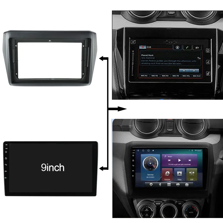 9 Inch Dashboard Kit Fascia Car Radio Frame For Suzuki Swift 2017 2022 ...