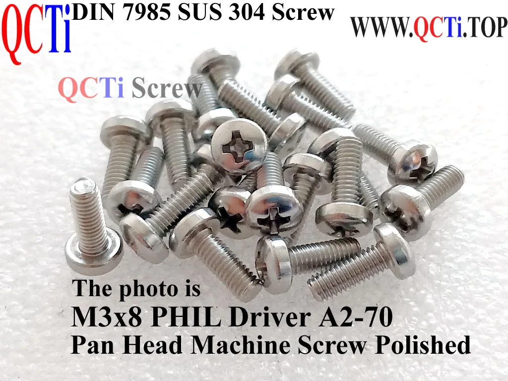 Din 7985 Stainless Steel M3 Screws M3x6 M3x8 Phil Driver Pan Head A2-70 ...