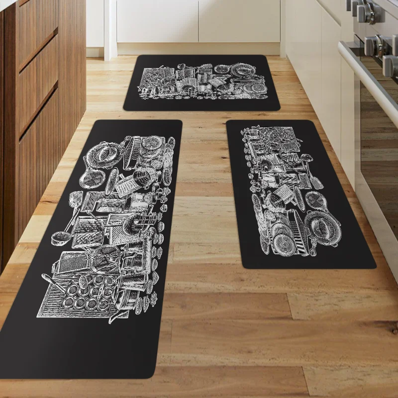 Kitchenware-Print-Kitchen-Mat-Entrance-Doormat-Retro-Printed-Kitchen ...