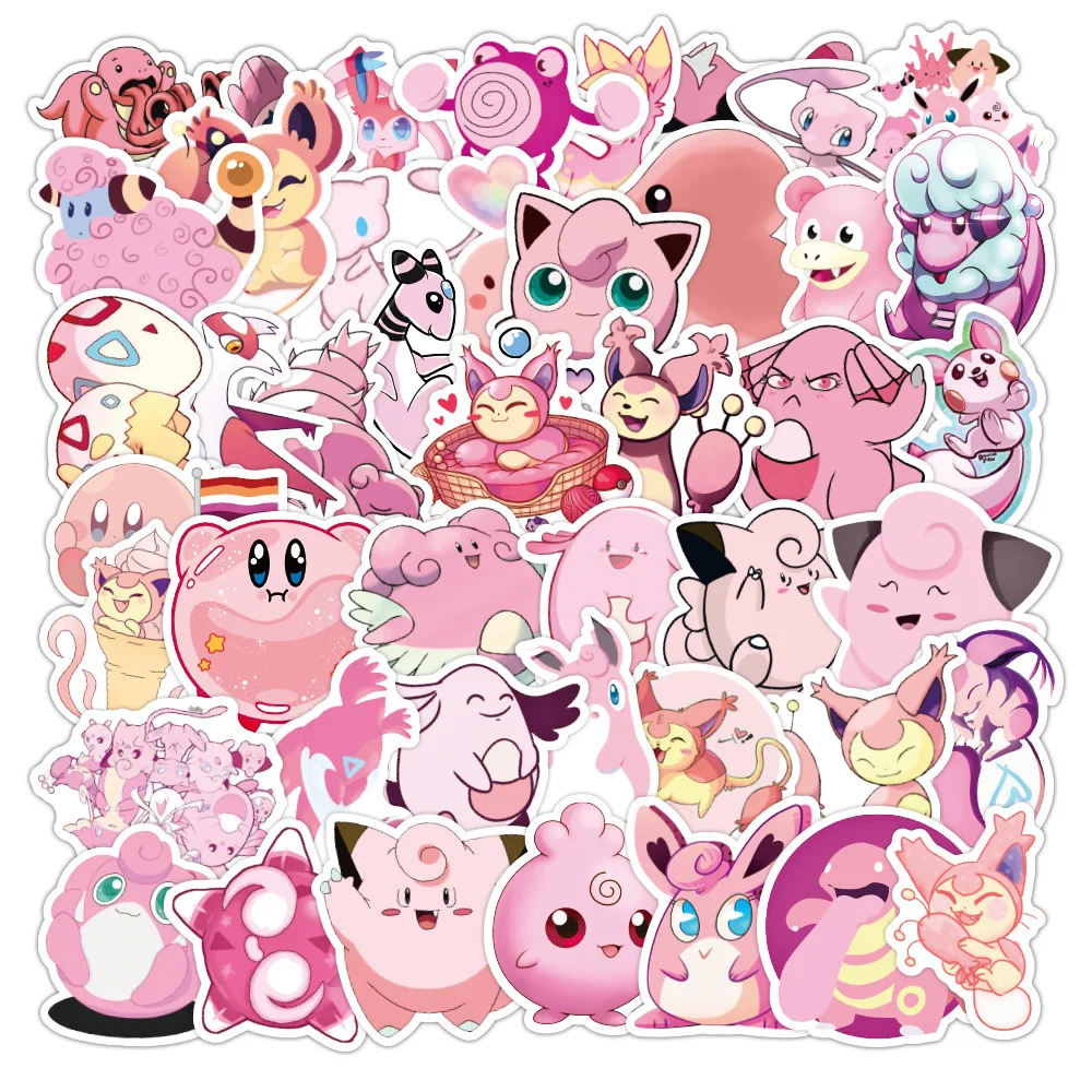 Pegatinas de Pokémon rosa para niños, calcomanías de dibujos animados ...