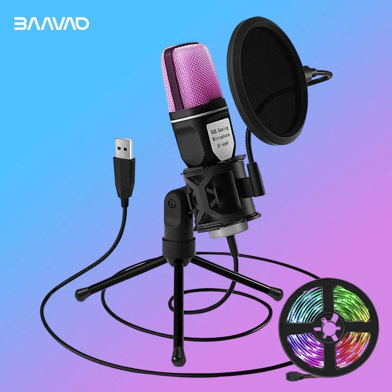 Yanmai-SF-666R-Gaming-Microphone-Usb-Condenser-Rgb-Omnidirection-Wired-Pop-Filter-Desktop-PC ...
