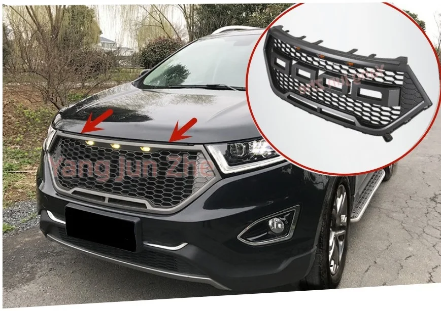 Car Front Racing Facelift Mesh Grille with LED Light For Ford Edge 2016 ...