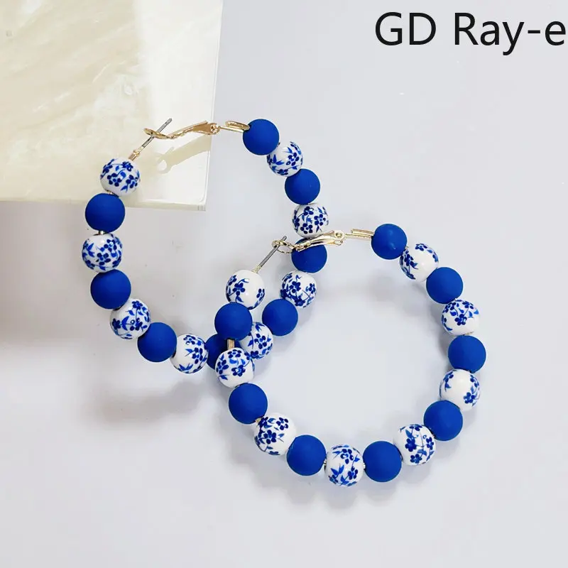 Blue White Porcelain Earrings | Earrings Women Jewelry Ceramic - White Flower Hoop - Aliexpress