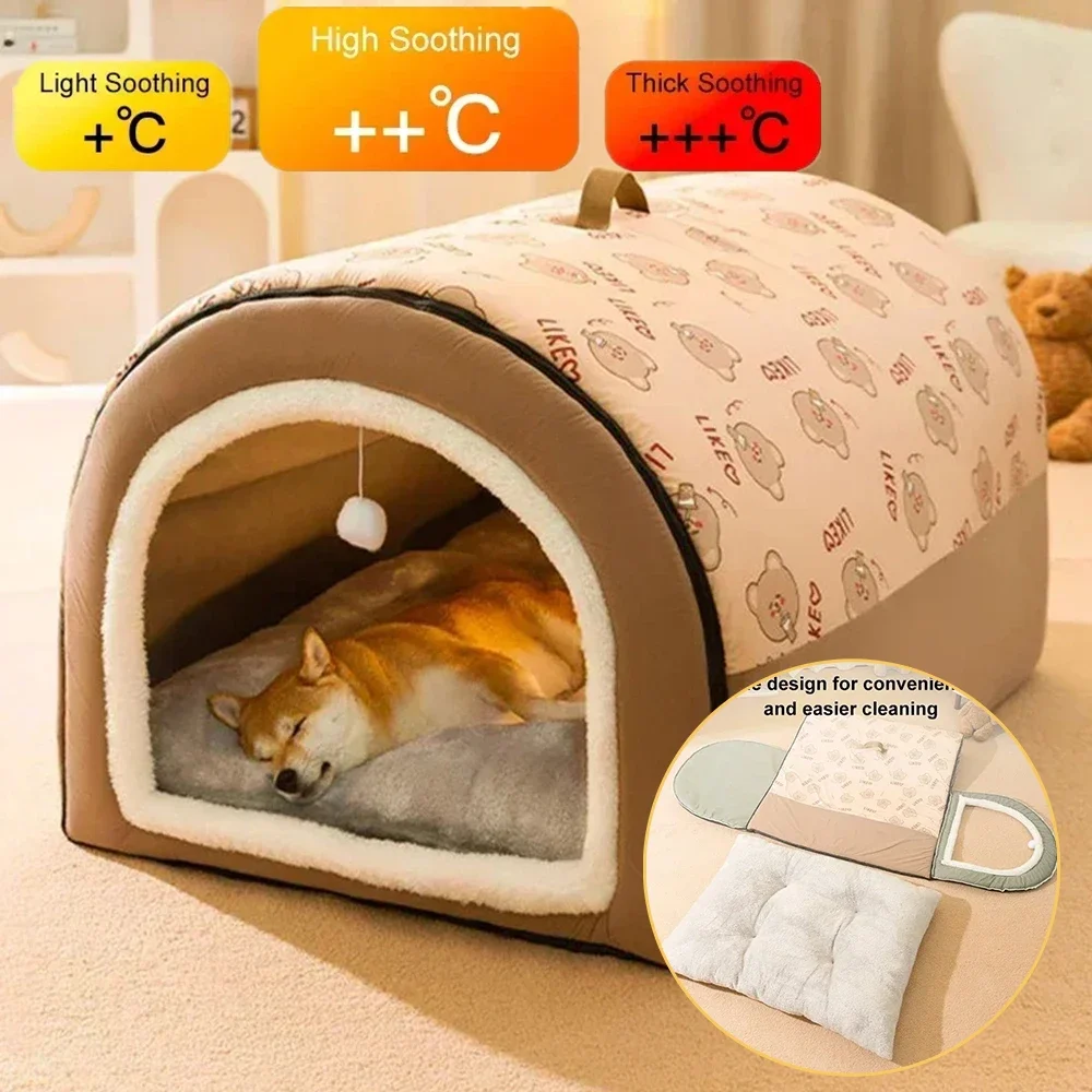Detachable-Washable-Large-Dog-Kennel-Warm-in-Winter-Dog-House-Bed-in ...