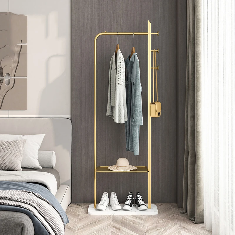 Luxury Gold Metal Clothes Rack Aesthetic Entrance Clothes Rack Place ...