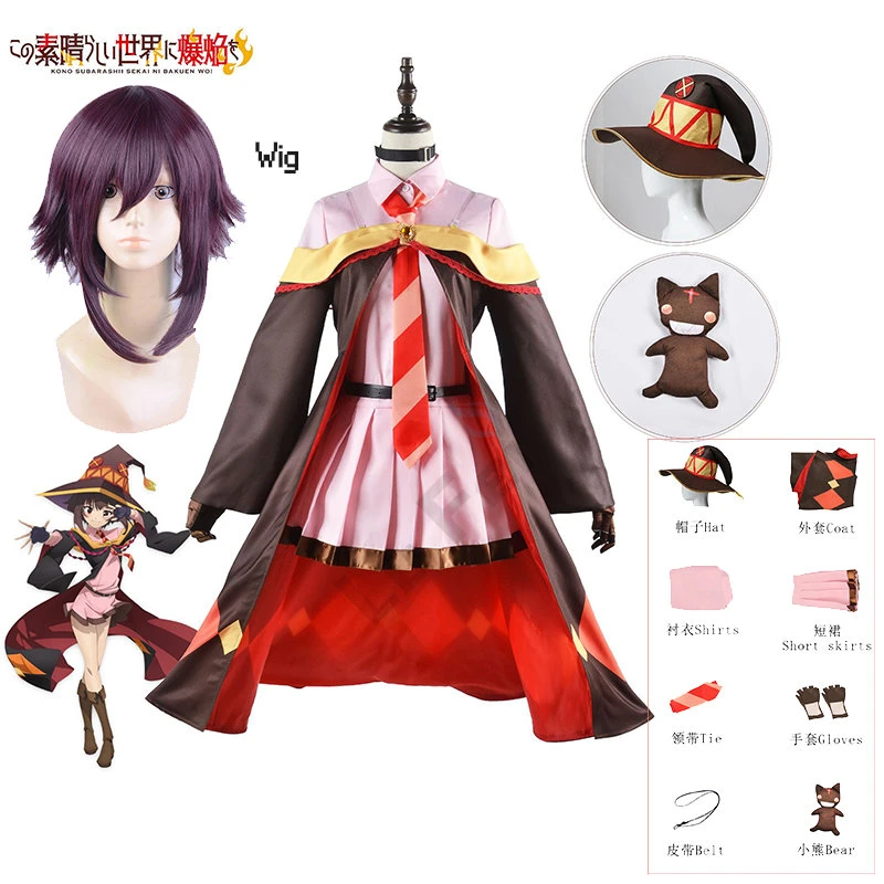 Anime Konosuba Megumin Peruca Traje Cosplay Kono Subarashi Sekai Ni ...
