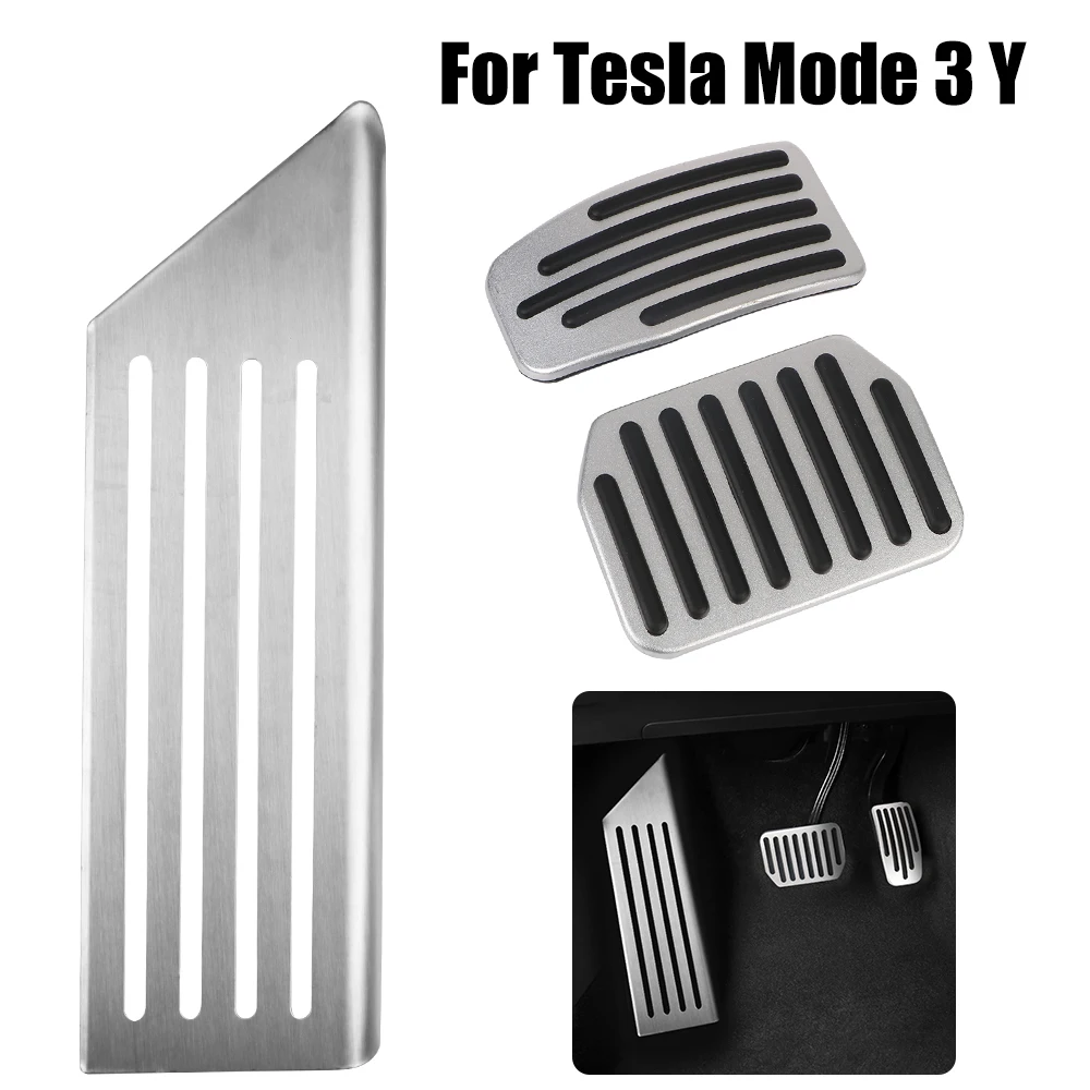 With-Rubber-Pads-Cover-For-Tesla-Model-3-Y-Rest-Brake-Pedals-Aluminum ...