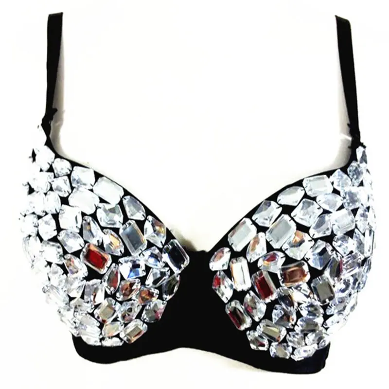 Irregular White Acrylic Rhinestones Bra Underwear Tops DJ Sexy Pole ...
