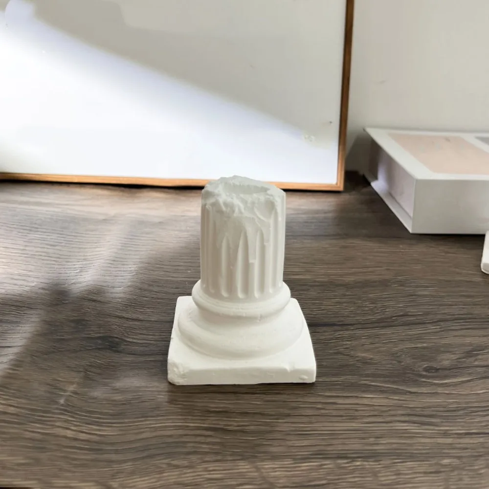 Luxury Roman Column Ring Stand Exquisite White Gypsum Vintage Plaster ...