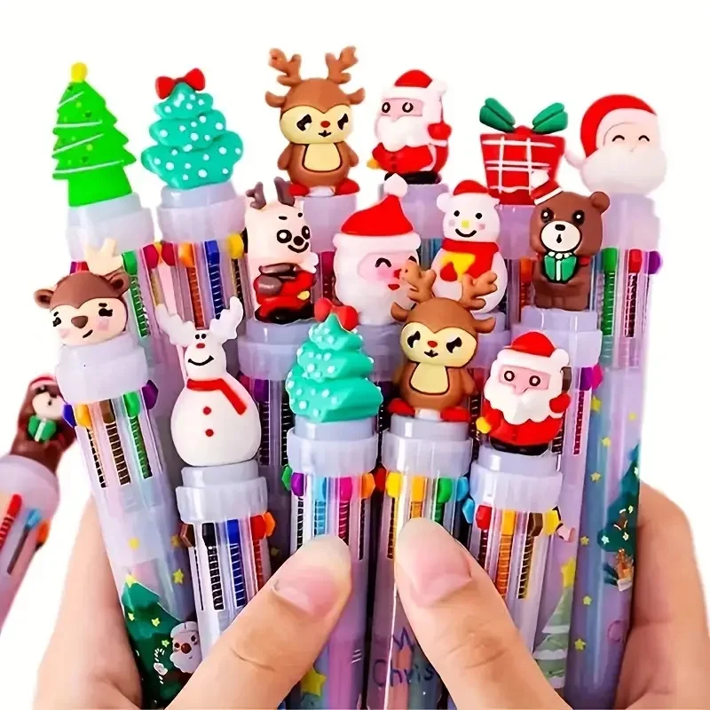 10Colors Random Christmas Ballpoint Pen Cute Santa Claus Multicolor ...