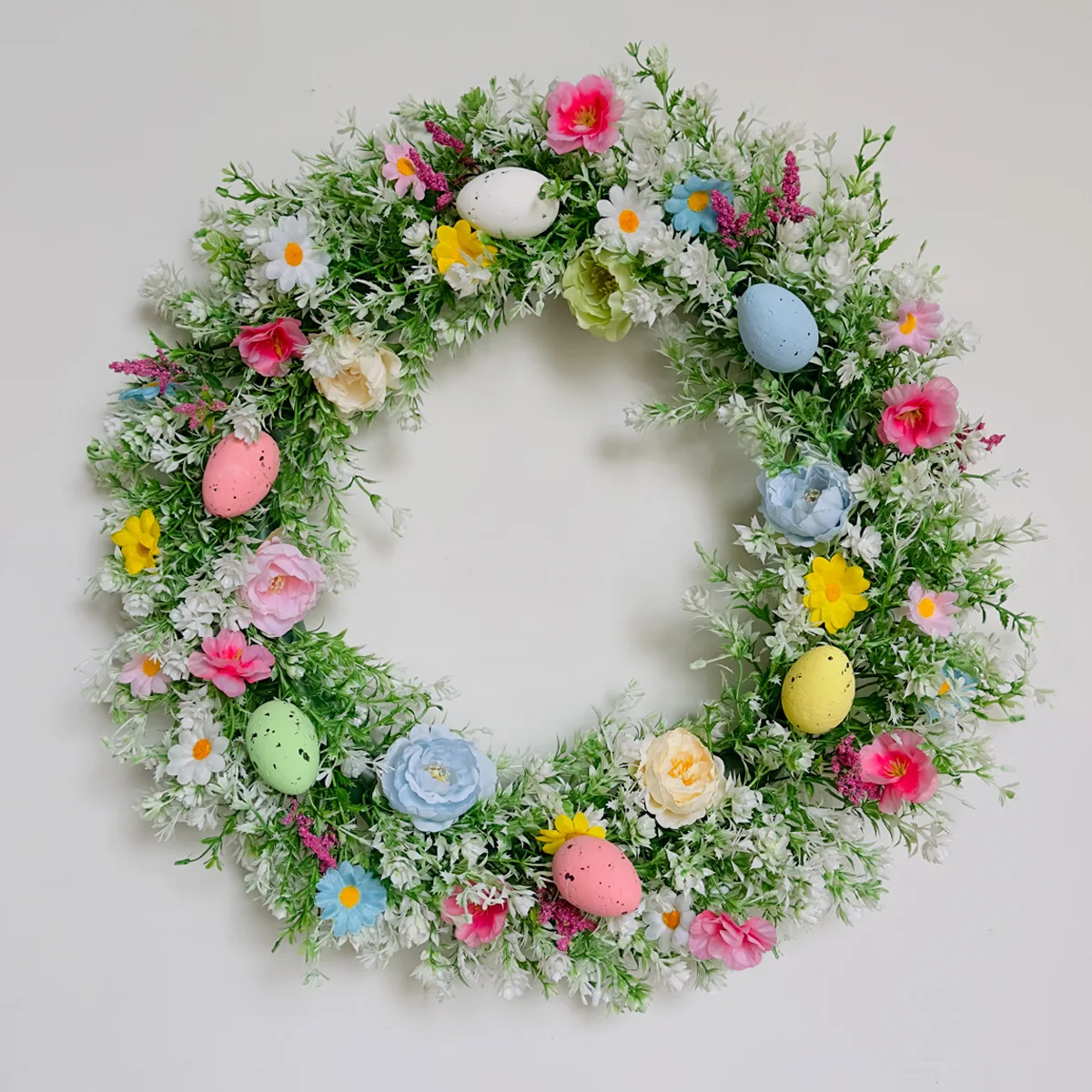 35cm-Easter-Wreath-with-Pastel-Eggs-Artificial-Daisy-Flower-Front-Door ...