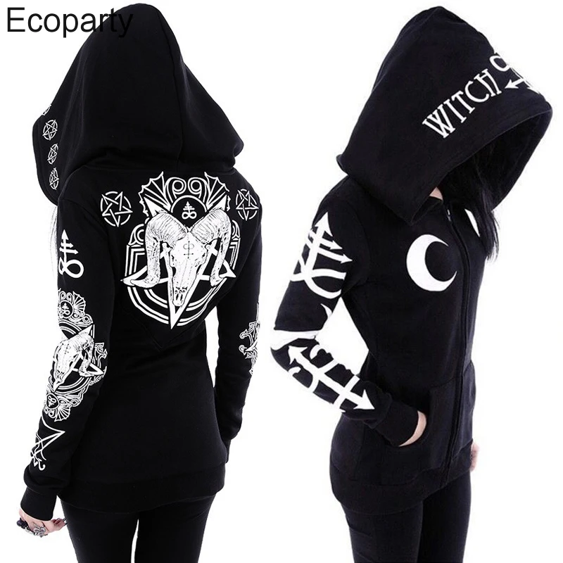 Women-Black-Gothic-Wizard-Cosplay-Hoodie-Sweatshirt-Medieval-Steampunk ...