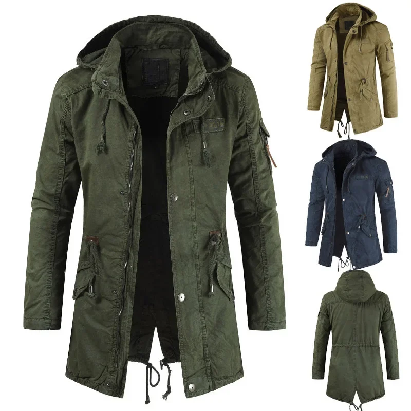 Spring Autumn and Winter Men's Casual Warm Slim Mid-Length British ...