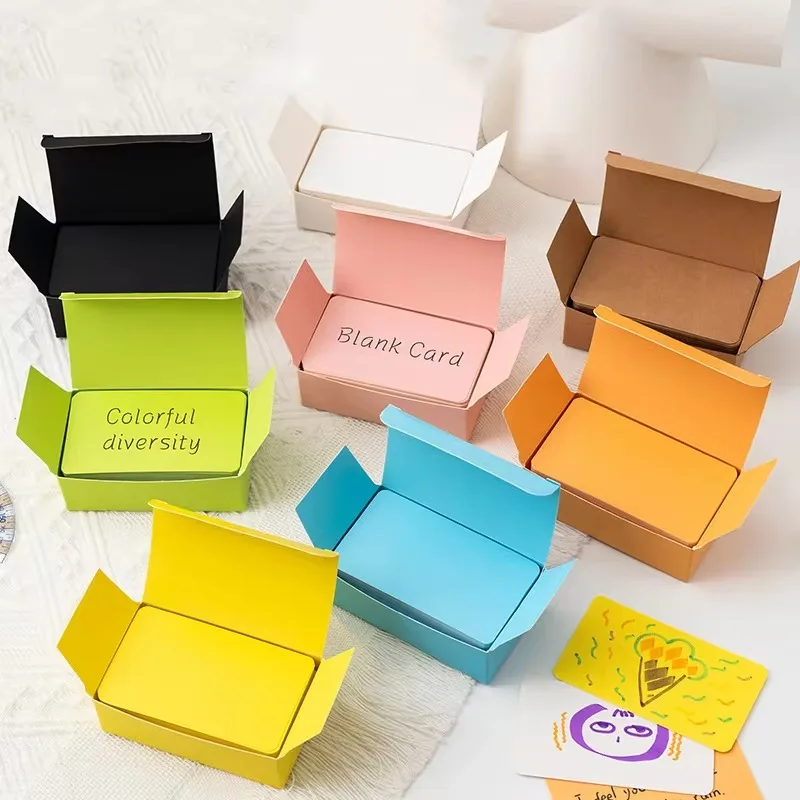 50pcs Color Kraft Paper Card Blank Word Card Postcard Retro DIY ...