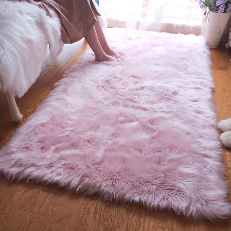 Fluffy Pink Rug Bedroom | Pink Fur Rugs Living Room | Pink Carpet ...