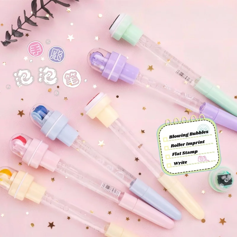 Creative Multi-function 4 In 1 Blowing Bubble Pen Roller with Seal ...