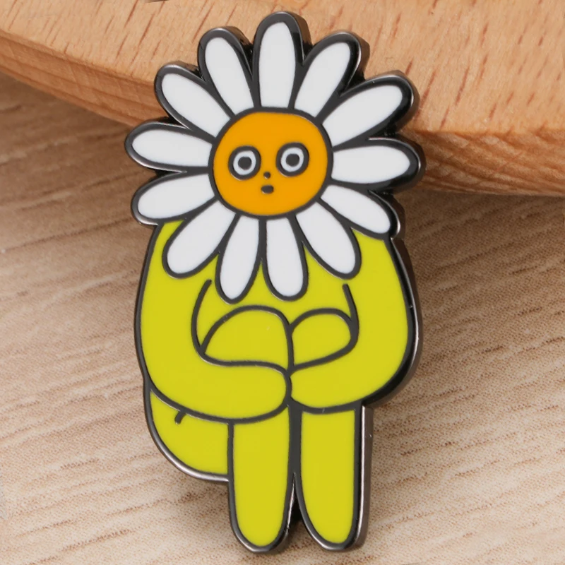 Daisy-Boy-Badge-Funny-Flower-People-Brooch-Cute-Mashup-Enamel-Pin ...
