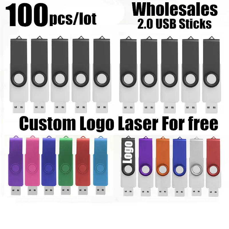 100 pcs/lot Custom Logo Free 2.0 USB Flash Drive Usb 4GB 8GB 32GB 64GB ...