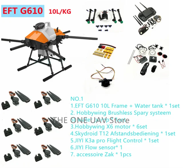 EFT G610 Six Axis 10L 10kg Agricultural Spray Drone Frame Kit Hobbywing ...