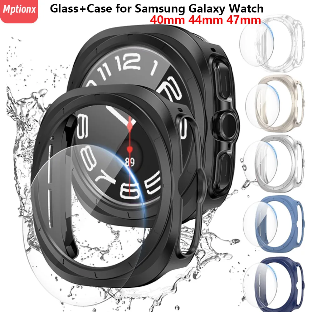 Glass-Case-for-Samsung-Galaxy-Watch-7-FE-40mm-44mm-Waterproof-PC-Hard ...