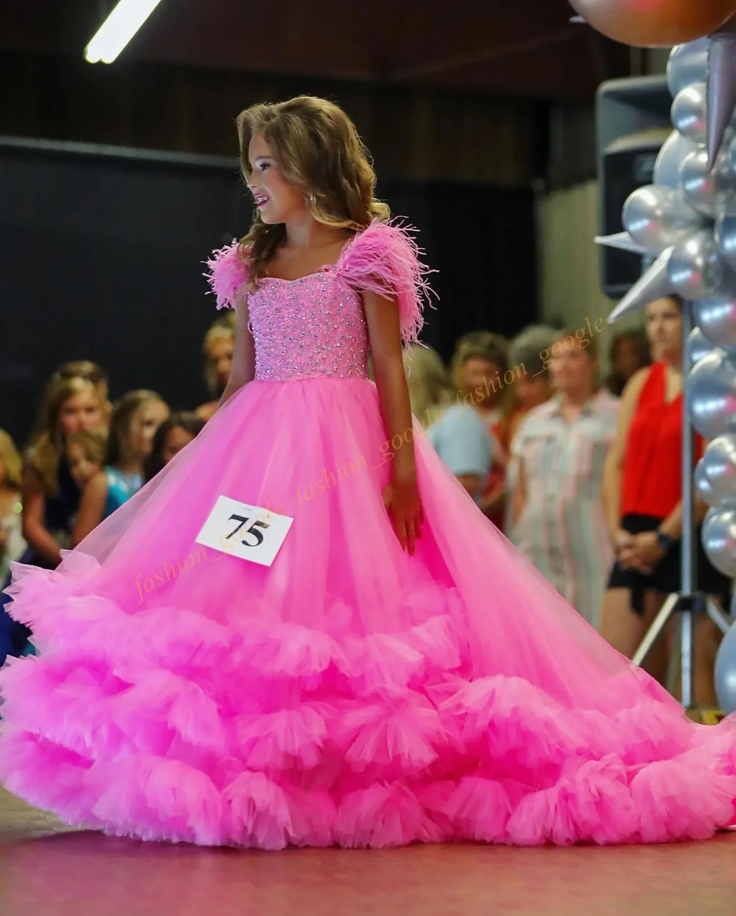Bubblegum-Girl-Pageant-Dress-2024-Feather-Shoulder-Crystal-Tiered-Aqua ...