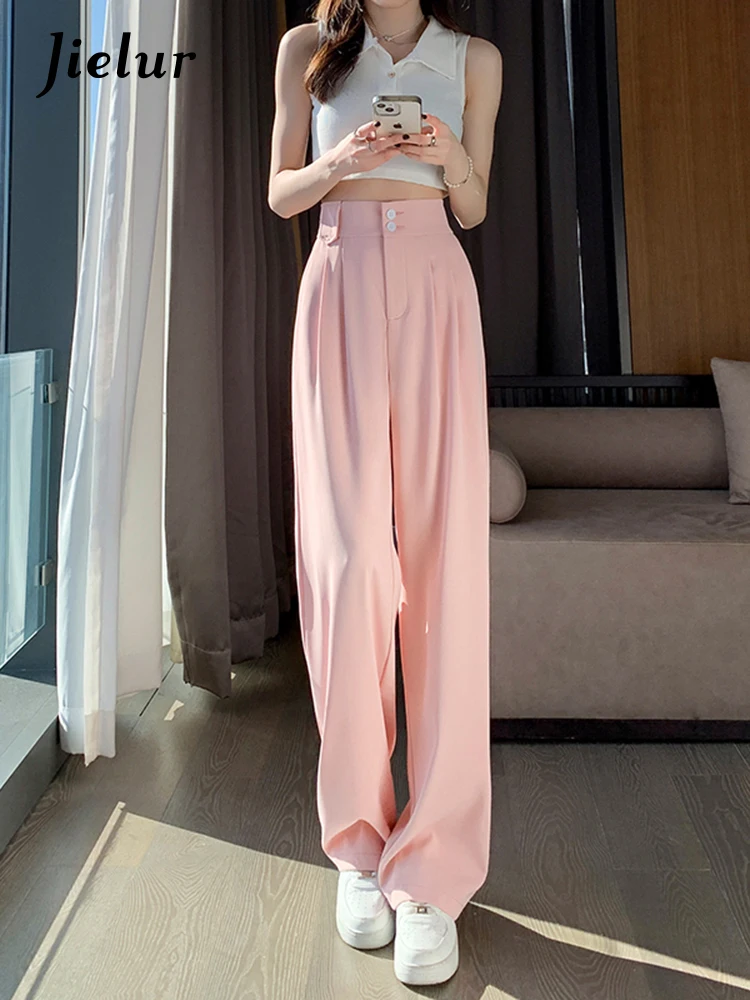 Jielur Spring Summer New Korean Pants Female Straight Loose Casual Pants Women Classic High ...