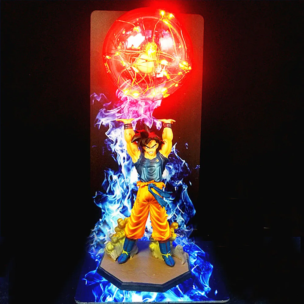 Anime DBZ versión de combate Wukong VS Vegeta Spirit Bomb figura LED ...