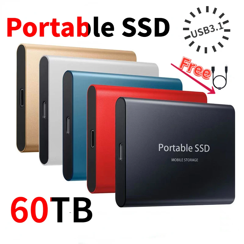 Novo 60tb 30tb 16tb 12tb Ssd Externo 2tb Móvel Disco Rígido De Estado Sólido Usb 3.1 Externo Ssd ...