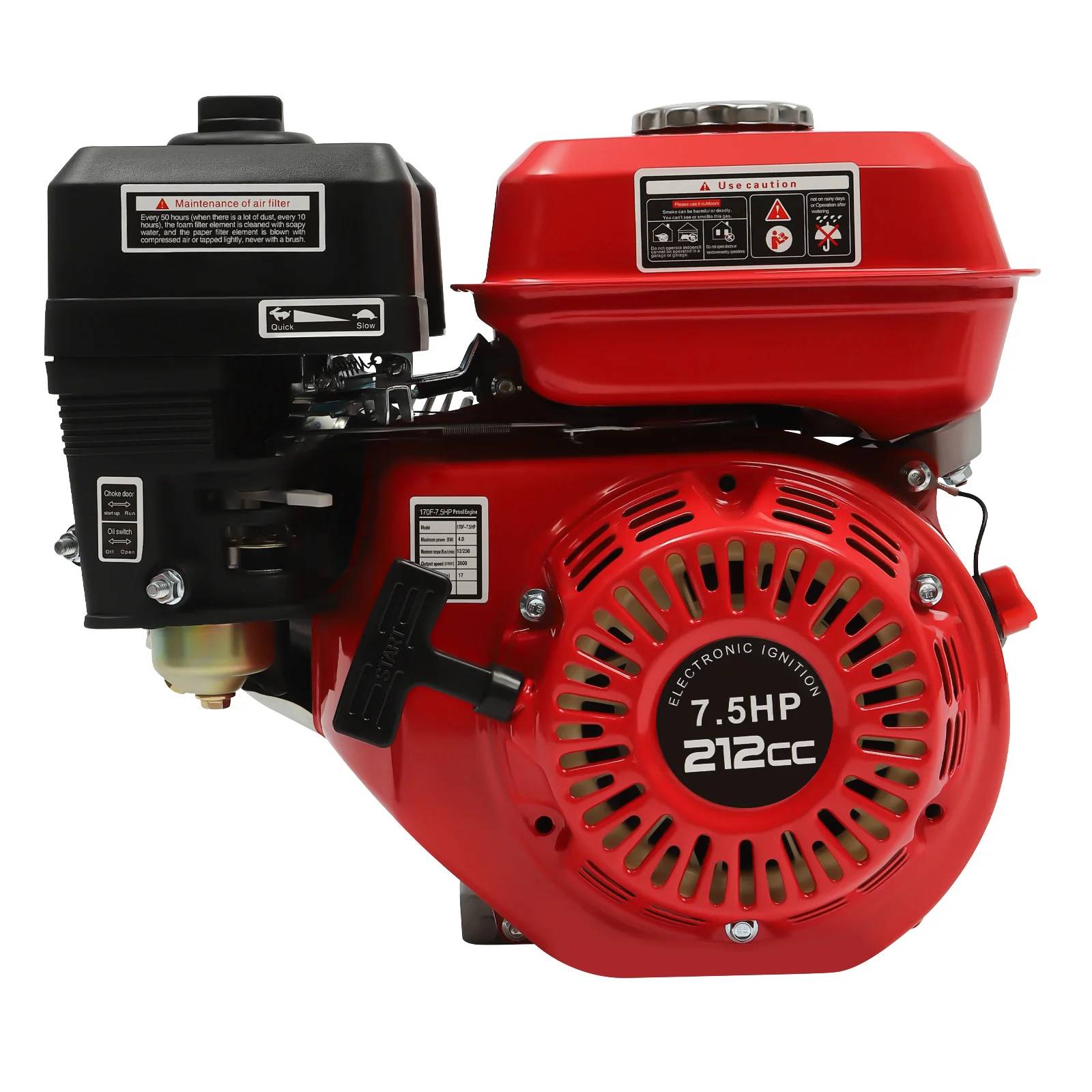 7-5HP-4-Stroke-Petrol-Engine-4000W-Air-cooled-1-Cylinder-Gasoline ...