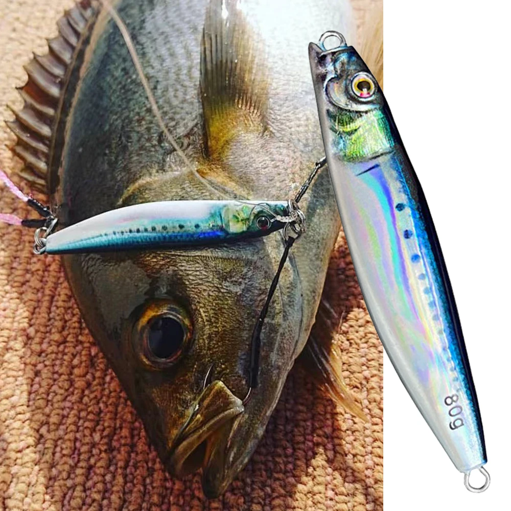 7.5cm 40g Metal Jig Sea Fishing 3D Printing Bass Fish Bait Tackle Trout ...