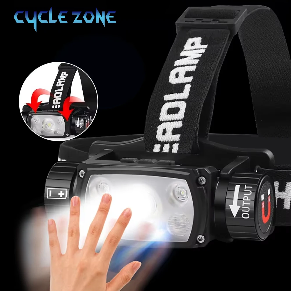 Sensor Headlamp with Magnet Rechargeable LED Headlight Induction Head ...