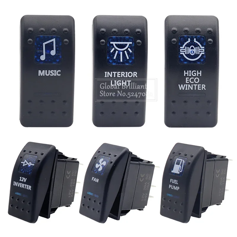 1pcs Car Boat Caravan Rocker Switches 12V 24V 5 Pin Waterproof Rocker ...