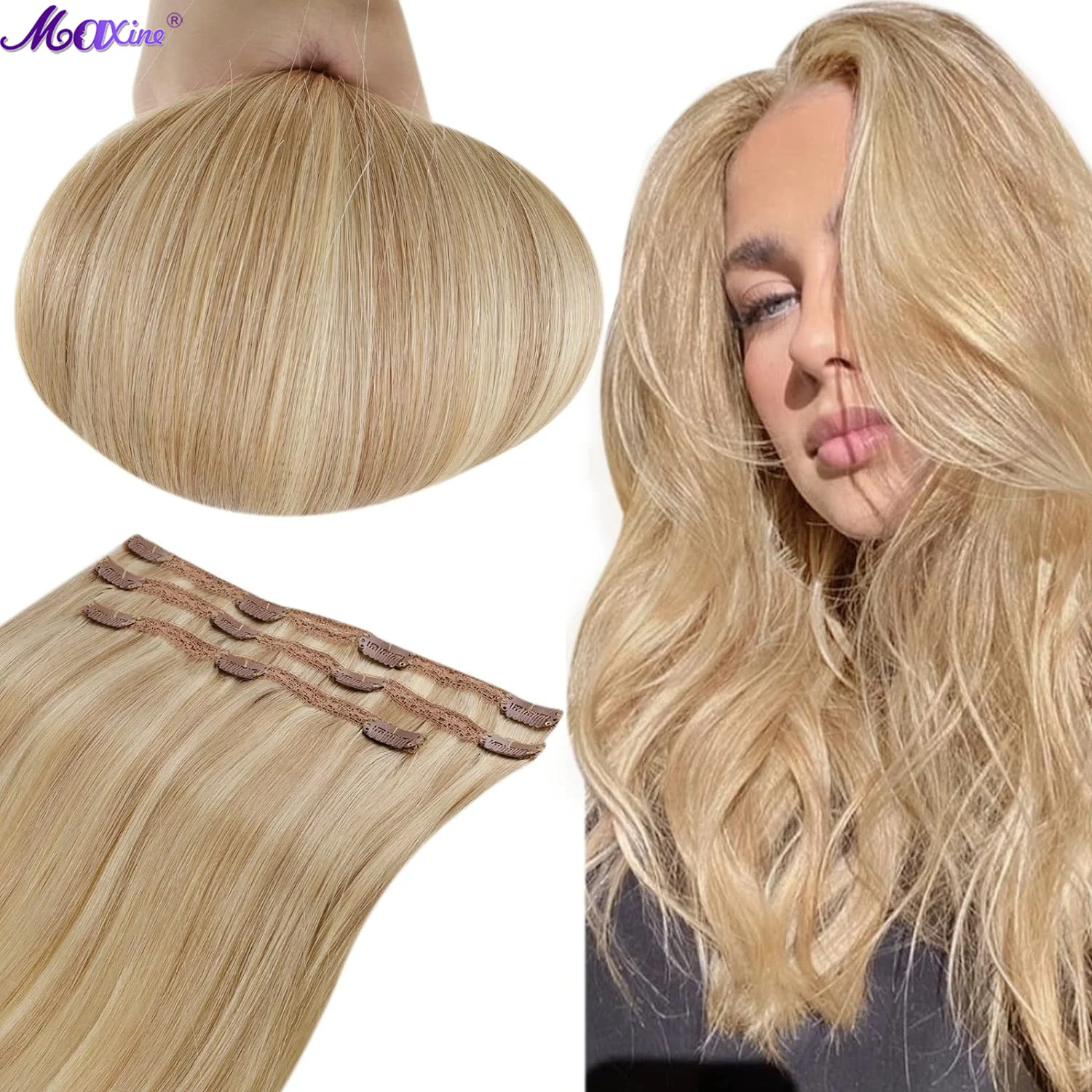 50g-3pcs-Blonde-Human-Hair-Clip-in-Extensions-Remy-Hair-Extensions-Clip ...