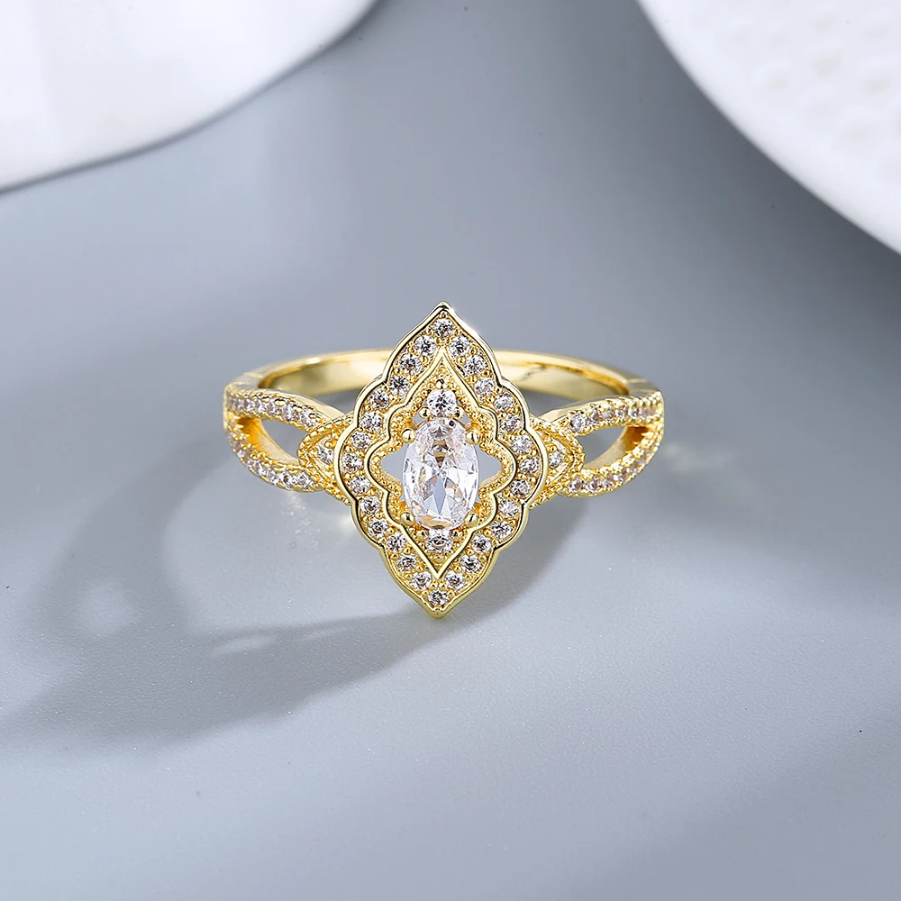 Luxury Gold Engagement Ring | Gold Plated Silver Jewelry | Gold Plated ...