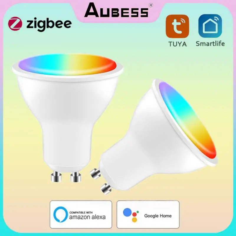Tuya Zigbee GU10 Smart Bulb RGB+CCT White 5W Dimmable Night Light Smart Life APP Control LED ...