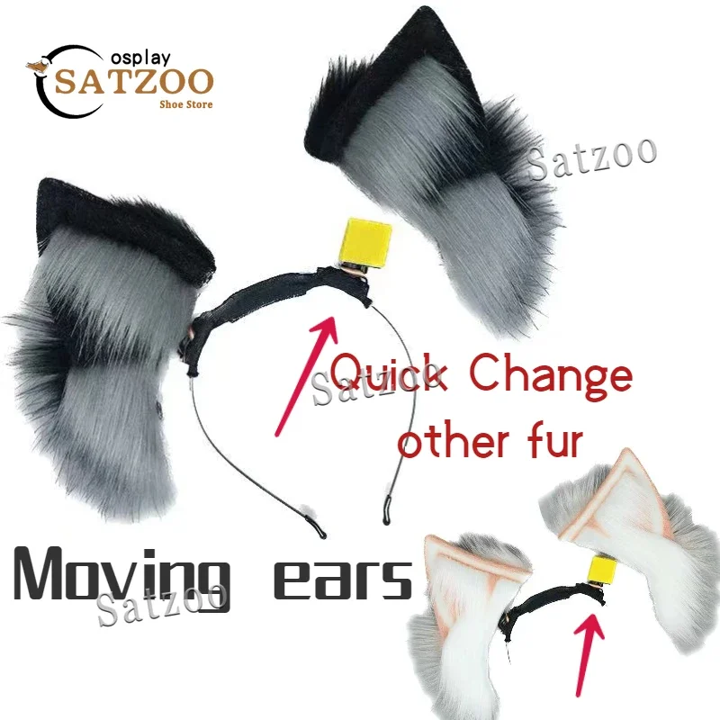 Moving-Ears-Headband-Fox-Ears-White-Wolf-Ears-Headband-Halloween ...