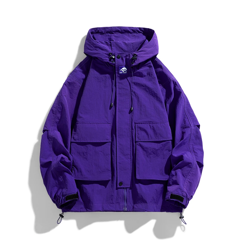 Purple-Hoodie-Jackets-Men-Windbreaker-Jacket-Hip-Hop-Solid-Color ...
