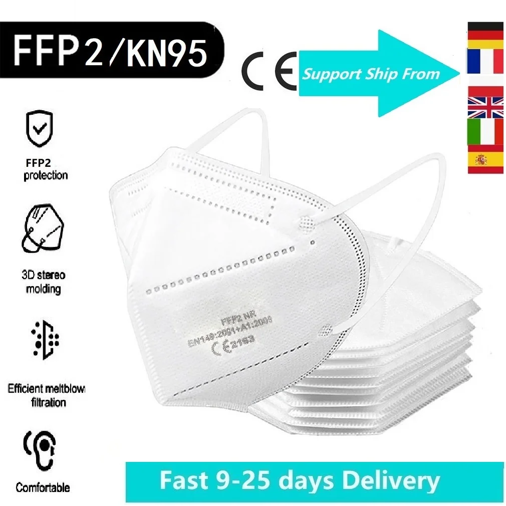 10 200pcs FFP2 Máscara Protetora Capa Adulto ffp2mask Mascarilla Homologada Importa Descartável ...