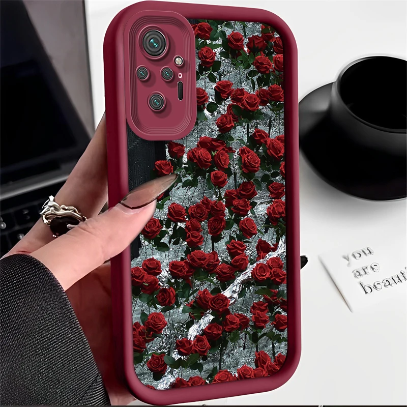 Note10Pro Rose Flower Silicone Phone Case On For Xiaomi Redmi Note 10 ...