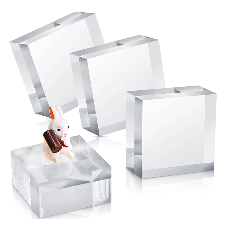 Acrylic Square Display Block Clear Polished Lucite Cube Acrylic Jewelry ...