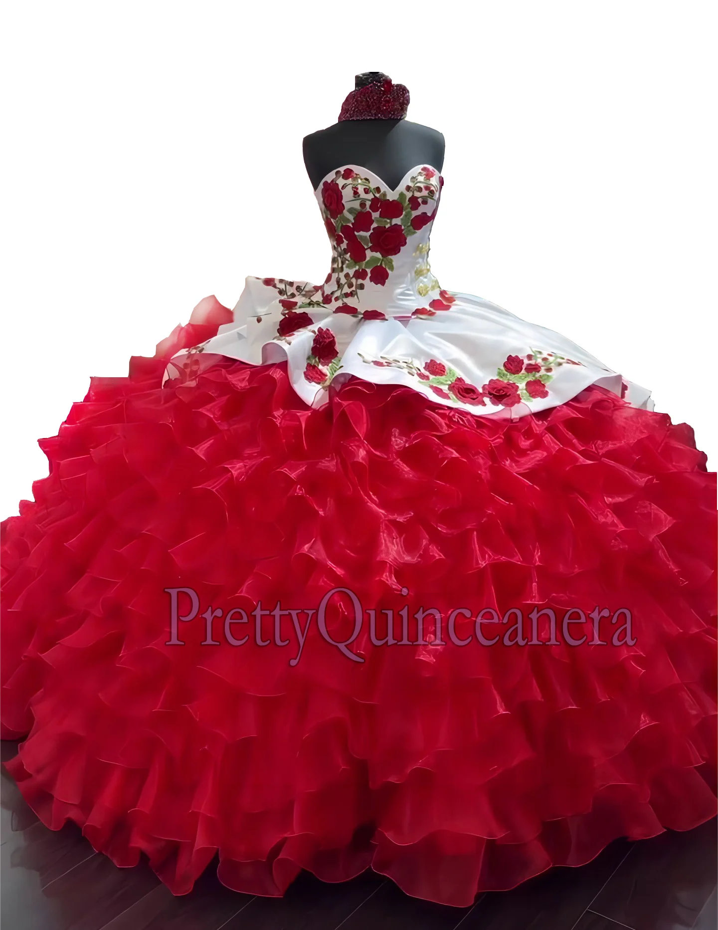 Mexican-Style-White-and-Red-Ruffles-Quinceanera-Dress-With-Sleeveless ...